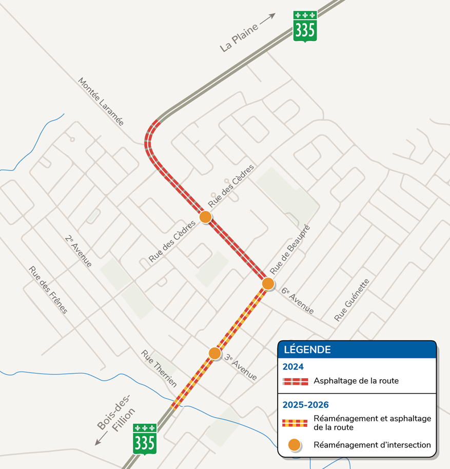 Travaux de réaménagement de la route 335 à Sainte-Anne-des-Plaines ...
