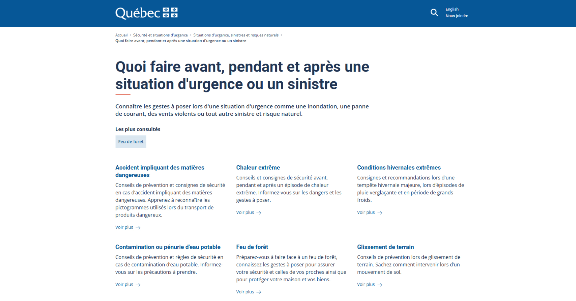 Quoi faire pendant une situation d’urgence | Gouvernement du Québec